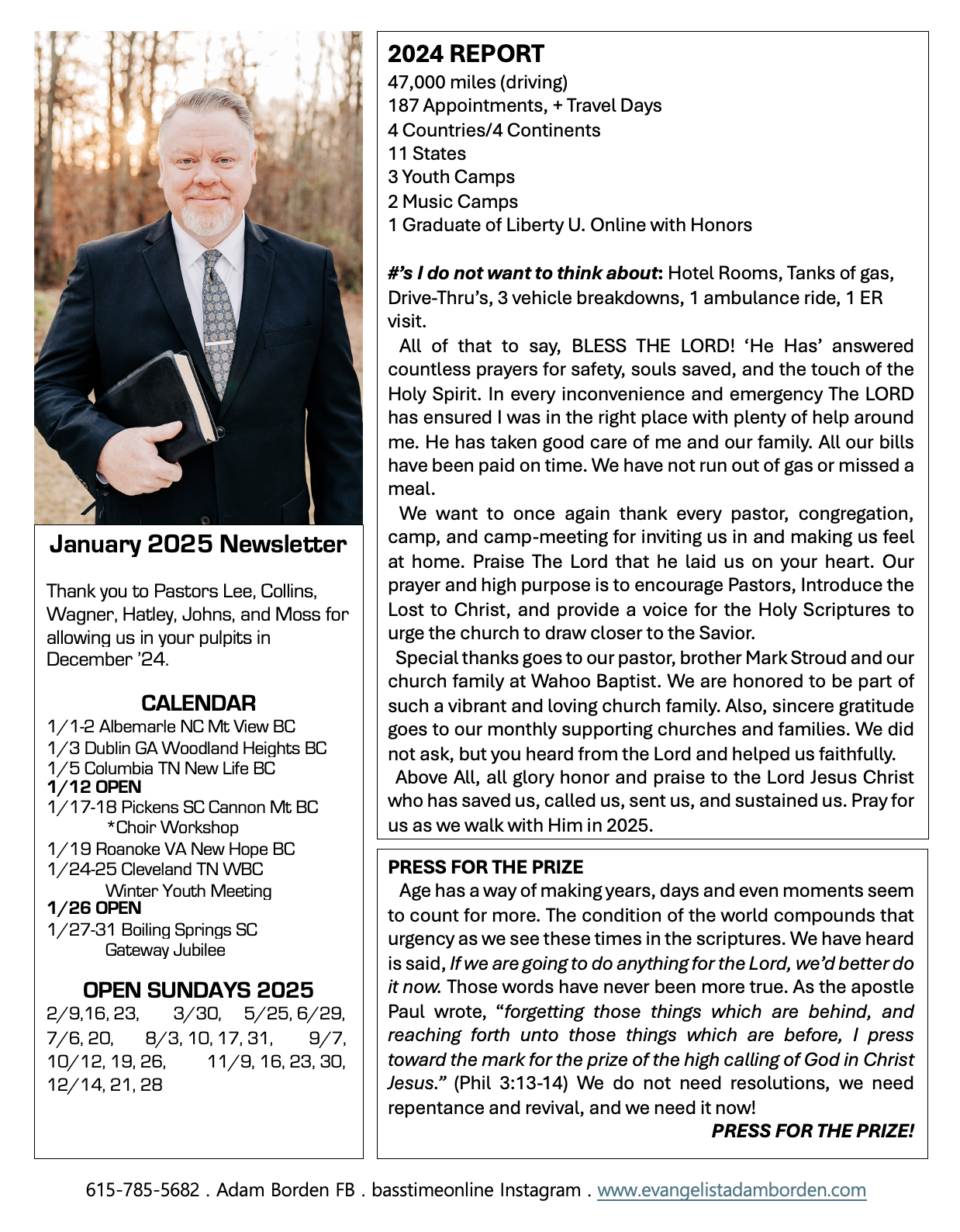 January 2025 Newsletter – evangelist adam borden